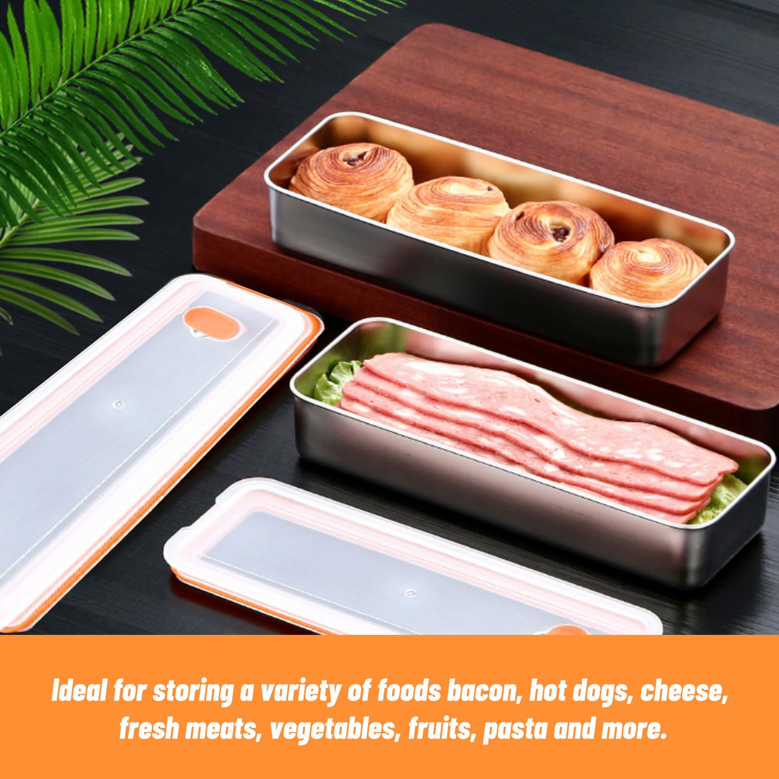 Qivine 2 Pcs Bacon Container for Refrigerator, Bacon Container for Refrigerator,Bacon Storage Containers with Lids Upgraded Airtight Deli Meat Storage Containers for Fridge Deli Meat Keeper