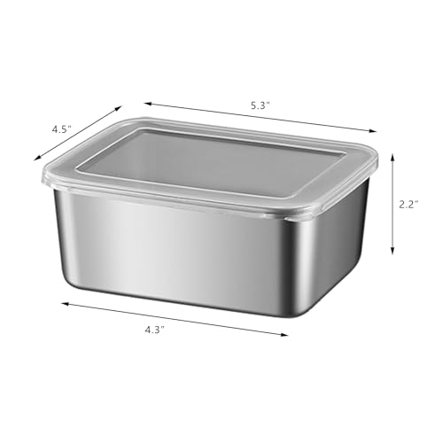Pujito Stainless Steel Food Storage containers with Lids Snack Containers Food Prep Containers Stackable Small Bowls for Salad, Sandwich, Fruit, Ice Cream (6)