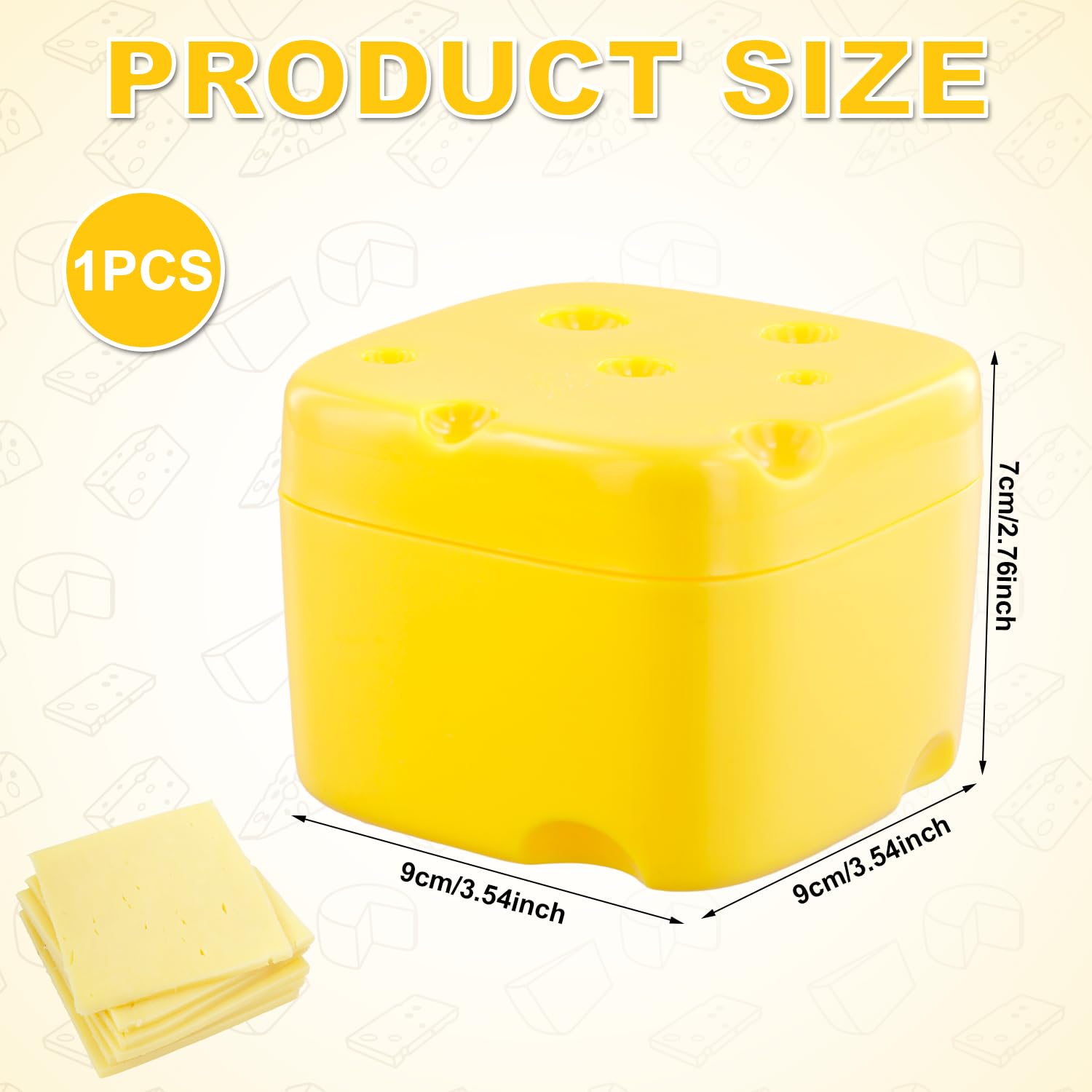 PEUTIER Sliced Cheese Storage Container, 3.54x3.54x2.76 Inch Cheese Container for Refrigerator Upper and Lower Lid Design Cheese Saver Butter Cheese Food Storage Box for Kitchen Fridge