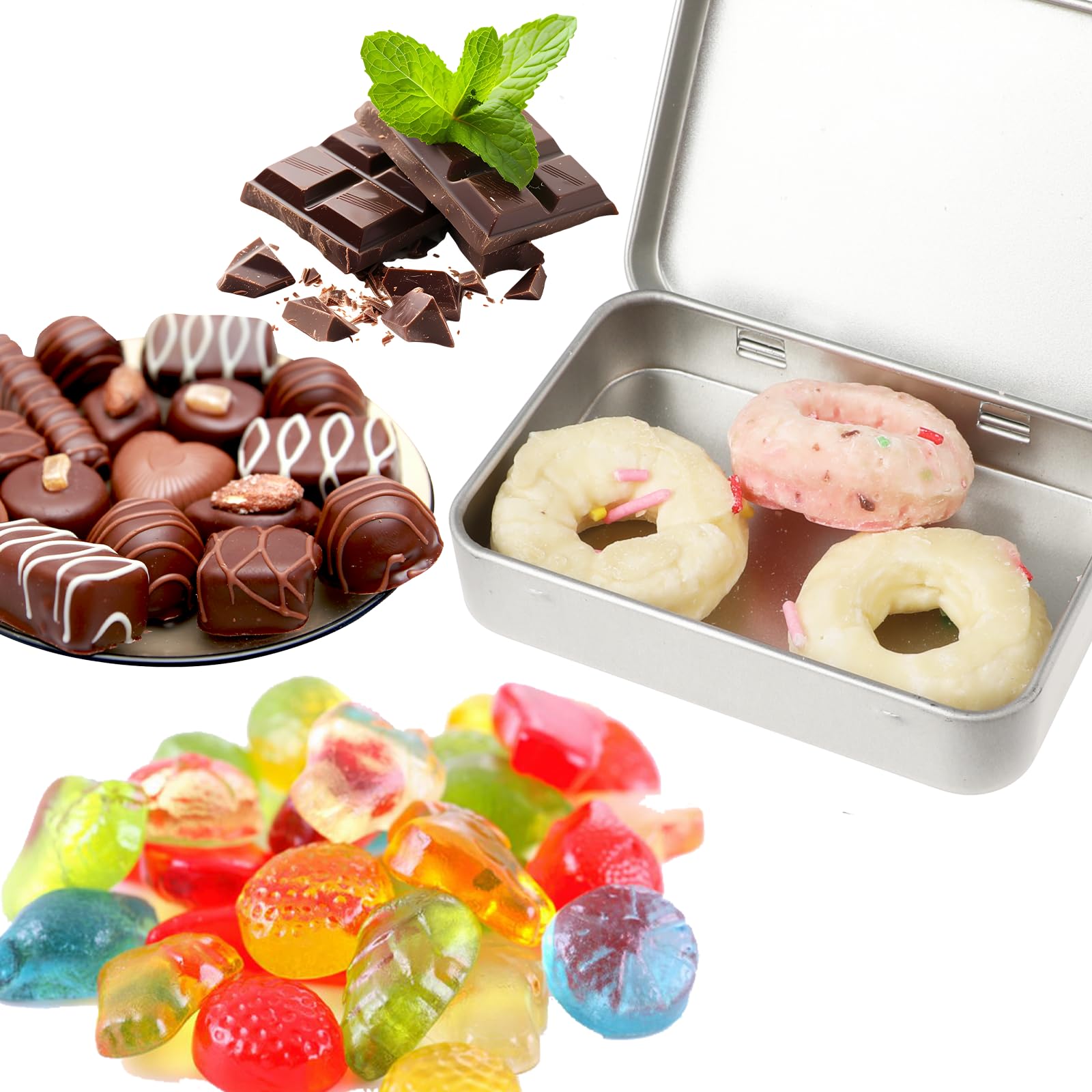 Tin Box with Lid, Small Metal Box Rectangular Hinged Lids Tin Empty Tins Box Containers Mini Cookie Tin Case Portable Metal Tins with Lids for Candies Soaps Earrings Jewelry Crafts Gifts, Silver