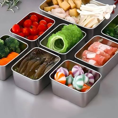 Pujito Stainless Steel Food Storage containers with Lids Snack Containers Food Prep Containers Stackable Small Bowls for Salad, Sandwich, Fruit, Ice Cream (6)