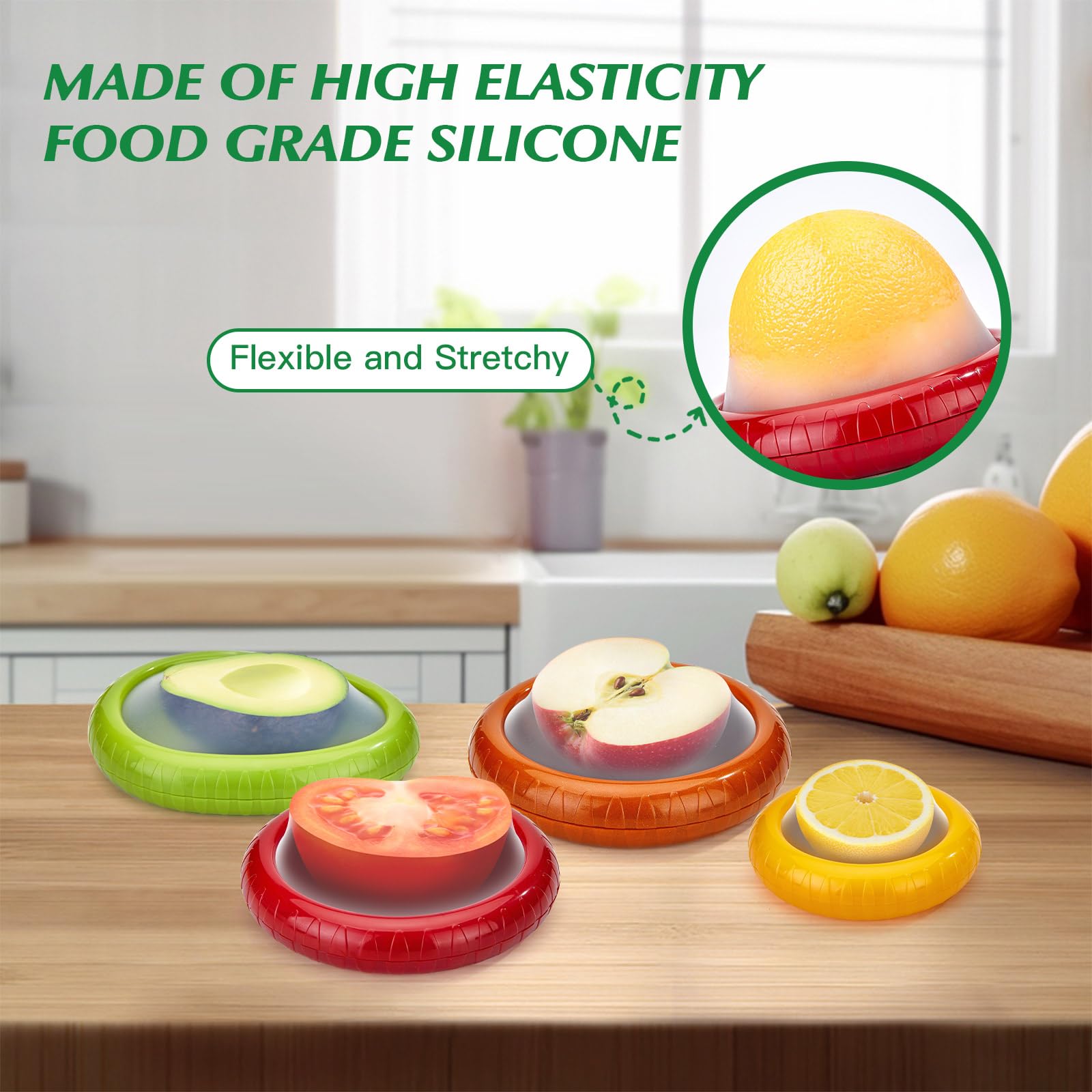 Avocado Saver - 4PCS Reusable Silicone Food Savers Avocado Keeper for Refrigerator Avocado Holder Saver Keeper Onion Holder Potato and Onion Storage Great for Avocado Onions Lemons Potatoes etc