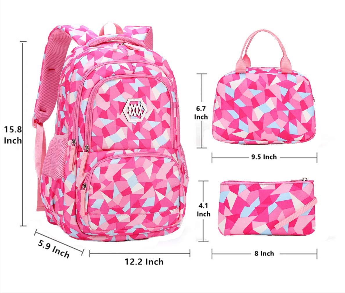 Ladyzone Camo School Backpack Lightweight Schoolbag Travel Camp Outdoor Daypack (Style-A Rosy)