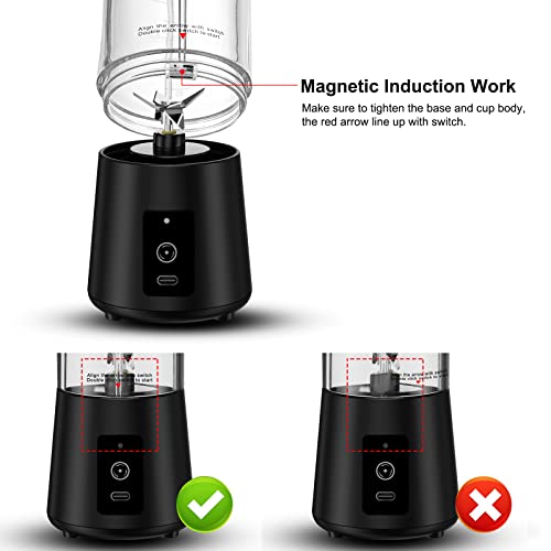Portable Blender, YKSINX Personal Mini Blender for Smoothies and Shakes USB Rechargeable Juicer Cup Travel Handheld Fresh Juice Blender (Black)
