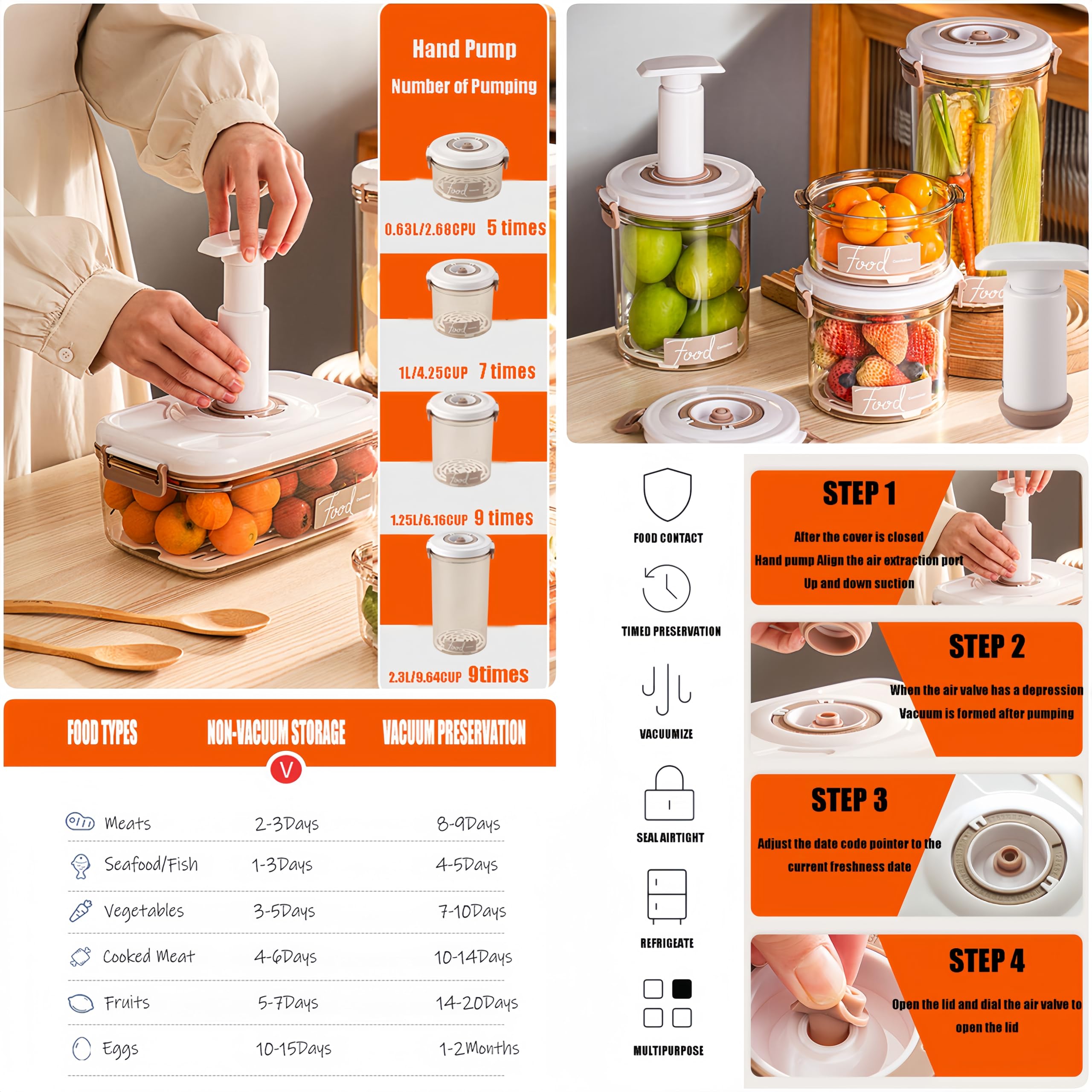 AYYOYYOY Vacuum Seal Containers - Marinade and Keep Food Fresh with Time Dial, BPA Free, Drainer, Microwave Friendly (2.68Cups Circular)