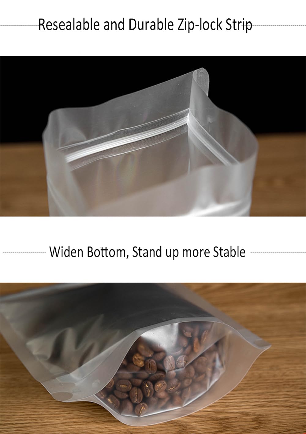 Frosted Stand-Up Zip-lock Bag - 80Pcs Resealable Bags for Packaging,Mylar Bags with Zipper Strip Storage Solution for Home and Kitchen（3.54x7Inches, 200microns)