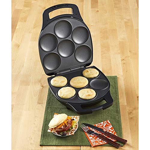 IMUSA USA, Matte Black GAU-80346 6 Slot Electric Nonstick Arepa Maker (1200 W)