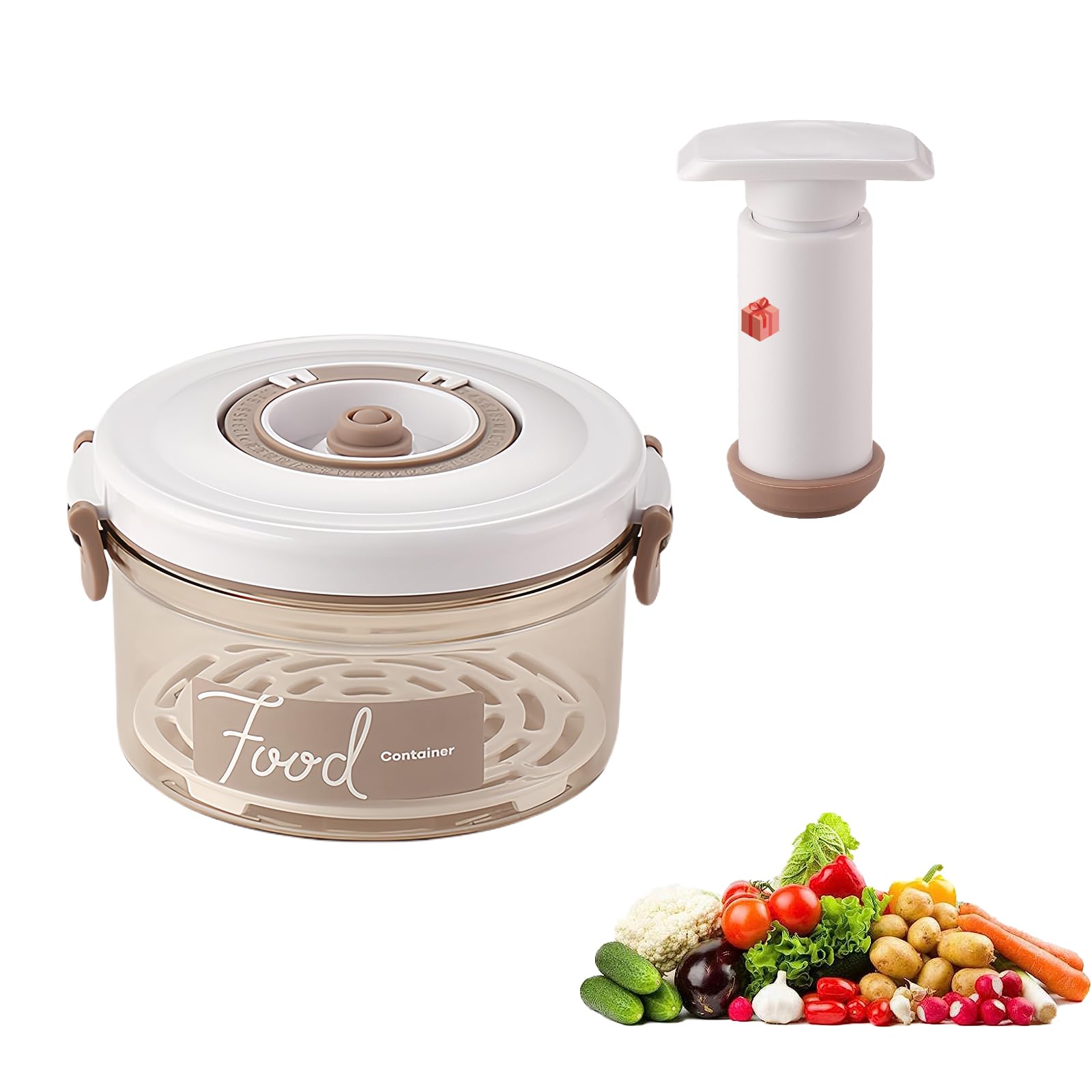 AYYOYYOY Vacuum Seal Containers - Marinade and Keep Food Fresh with Time Dial, BPA Free, Drainer, Microwave Friendly (2.68Cups Circular)