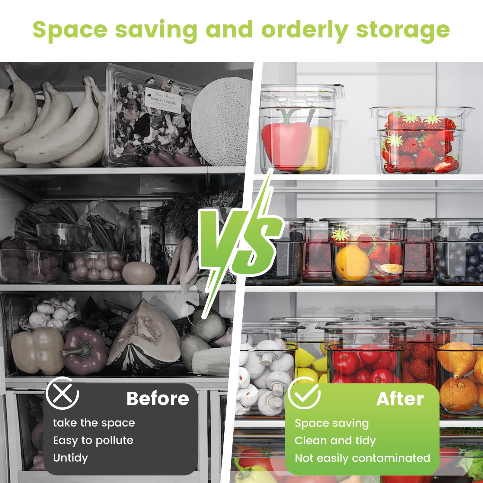 HNEDSEN 6 Pack Plastic Food Pan with Lid 1/6 Size 2.5 Inch Deep Restaurant Clear Food Storage Containers Polycarbonate Commercial Hotel Pans for Fruits Vegetables Beans Corns (12 PCS, 2.5'' Deep)