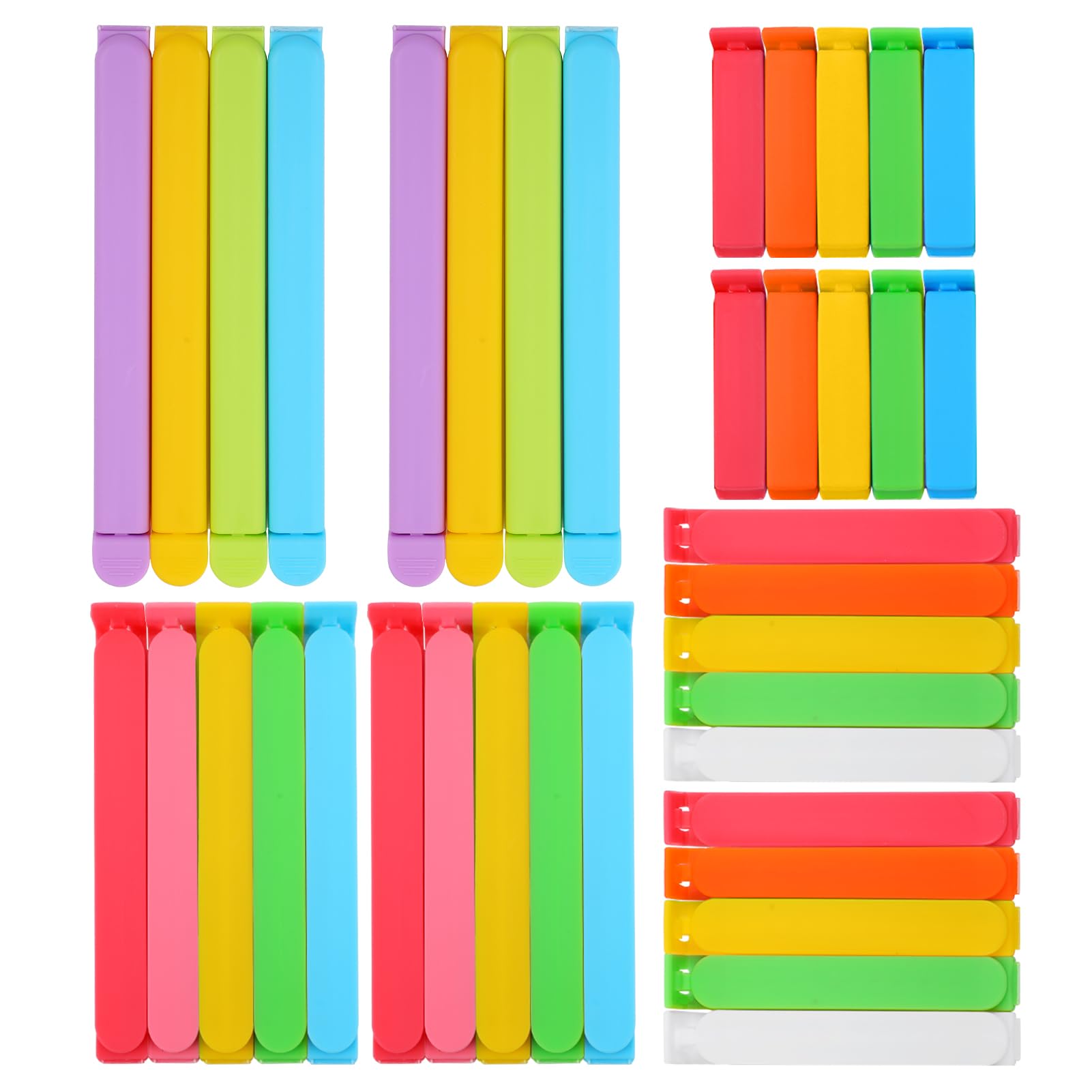 Set of 38 Plastic Chip Clips Bag Sealing Clips for Food and Snack Storage (2.3 in, 3.6 in, 5 in, 6.3 in)