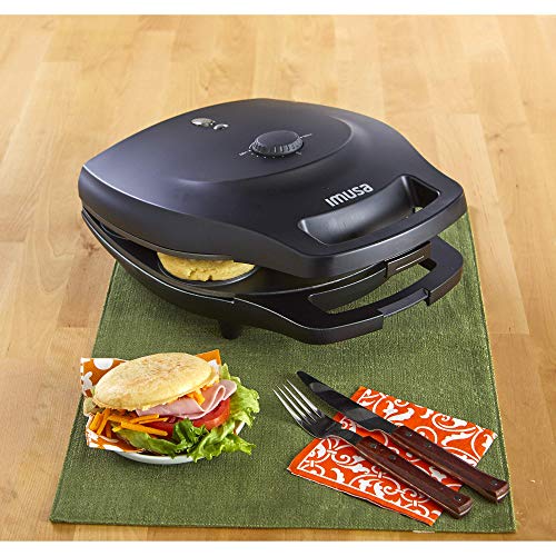 IMUSA USA, Matte Black GAU-80346 6 Slot Electric Nonstick Arepa Maker (1200 W)