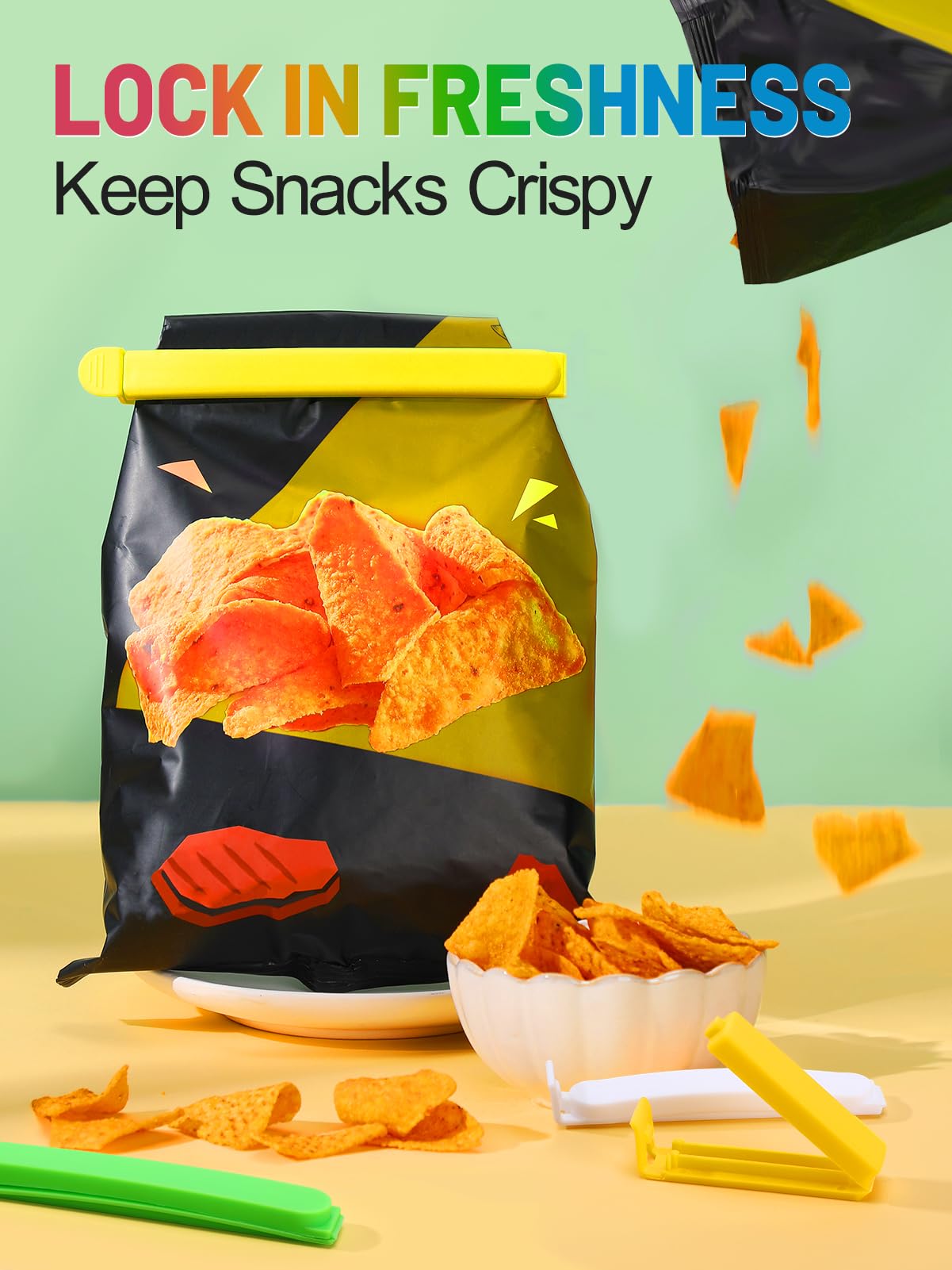 Set of 38 Plastic Chip Clips Bag Sealing Clips for Food and Snack Storage (2.3 in, 3.6 in, 5 in, 6.3 in)