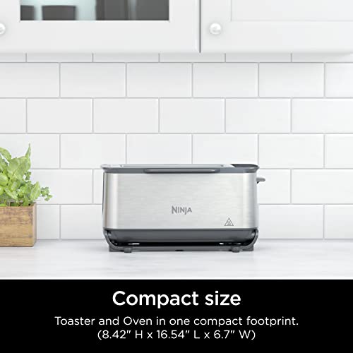 Ninja ST100 Foodi 2-in-1 Flip Toaster, 2-Slice Capacity, Compact Toaster Oven, Snack Maker, 1500 Watts, Stainless Steel (Renewed)