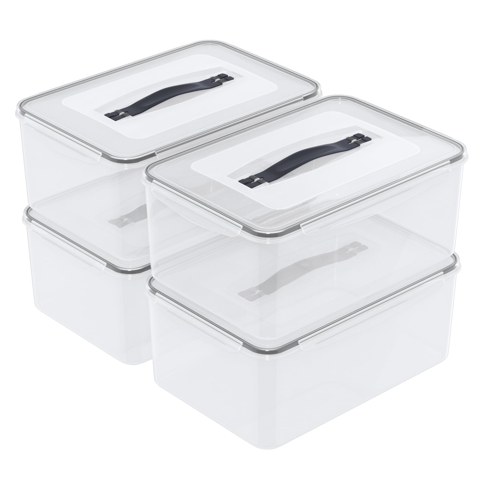 Asking 4-Pack 15 Quart Airtight Food Storage Containers, 14.5 L Clear Pizza Dough Proofing Box with Lid