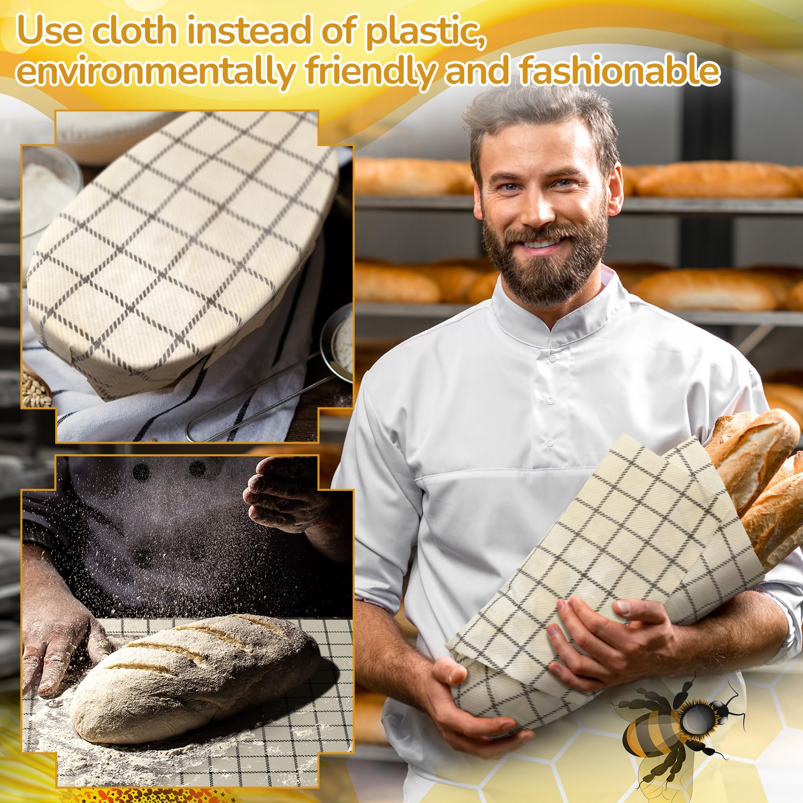 Mindsoft 17 x 23 Inch Reusable Beeswax Food Wrap for Bread Sandwich Wrapper Beeswax Paper Organic Bowl Dishes Covers Sustainable Food Cheese Fruit Snacks Storage Containers Keeper