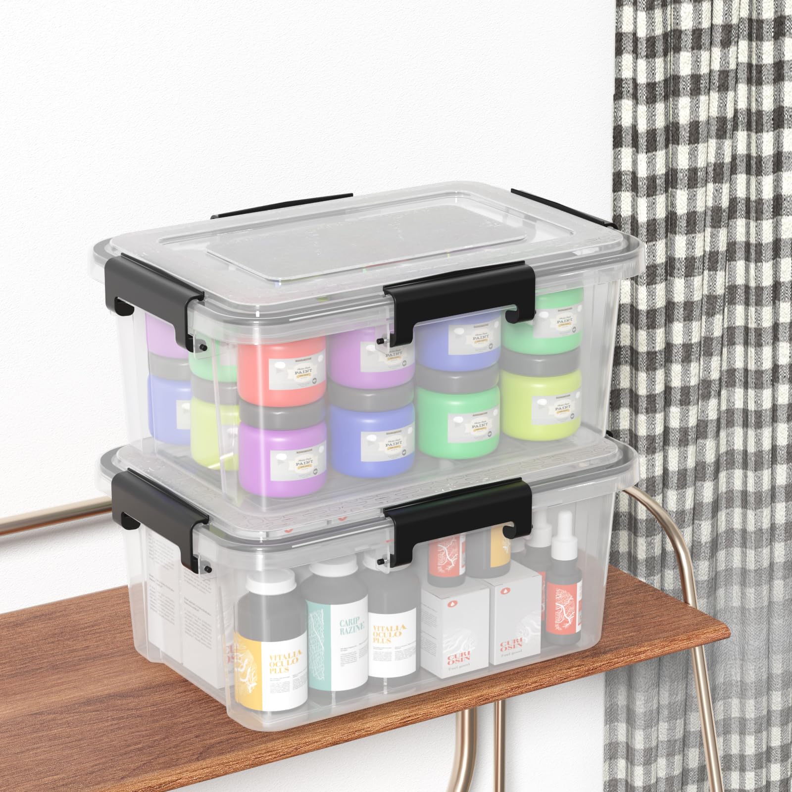 Nesmilers 10 Liter Plastic Storage Container with Seal Circle and Latches Lid, Clear Food Storage Boxes Set of 4