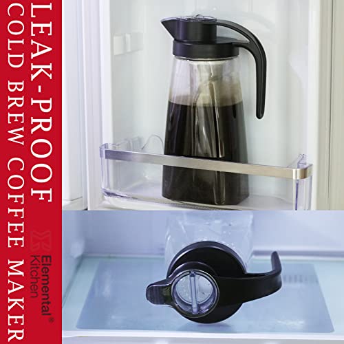Cold Brew Coffee Maker with Stainless Steel Filter, 70oz, 2-Quart, Airtight BPA-free Tritan Pitcher, Crowed Iced Tea Maker