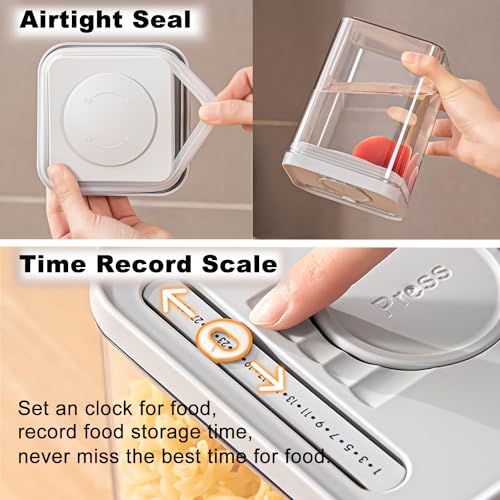 DMDFAN POP Airtight Food Storage Containers with Lids for Kitchen Pantry Organization, 3 PCS Air Tight Food Containers Set for Coffee Pasta Cereal Tea Nuts Sugar Rice (Grey)