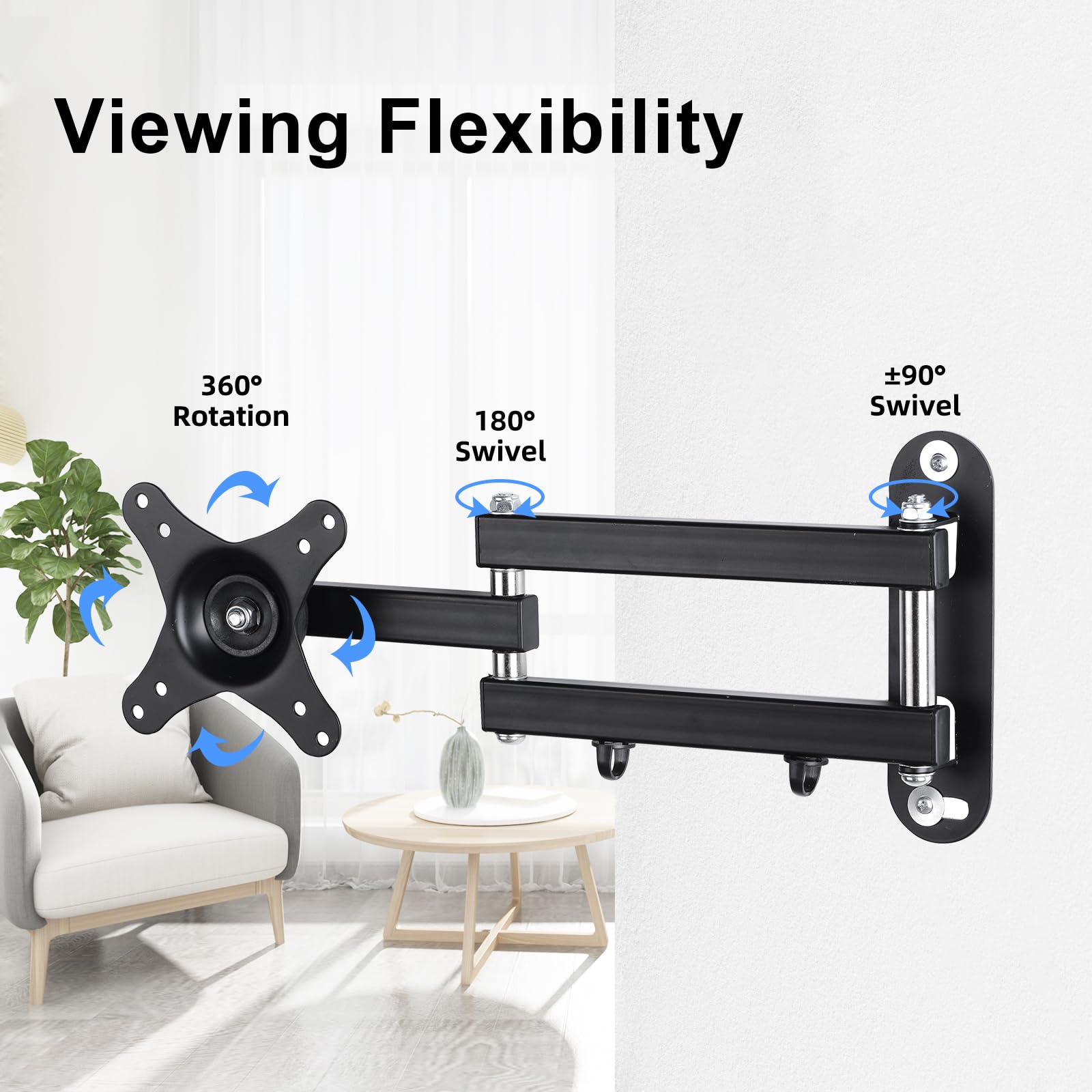 Suptek TV Wall Mount Swivel Tilt Rotation Full Motion Adjustable Articulating for Most 15- 32 inch LED, LCD Monitor Wall Mount VESA 75,100 (MA2720)