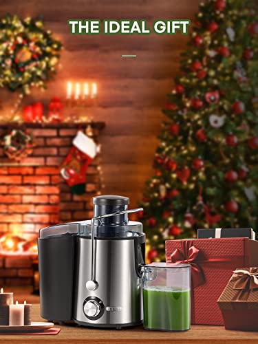 Juicer Machines, Juilist New Generation Compact Centrifugal Juicer Extractor for Fruits and Vegetables with 3” Wide Mouth, 400W Motor Easy to Clean with Anti-Drip, BPA-Free, Recipe & Brush Included