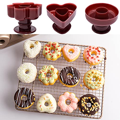 'N/A'' 4 Pack Donut Maker Cutter, Creative Reusable Non-stick Doughnut Molds, Fondant Cake Bread Dessert Bakery Mould, Biscuit Stamp Mould, Home Kitchen DIY Baking Tool