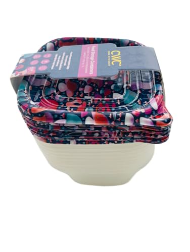 COOK WITH COLOR Containers with Lids - Plastic Food Storage Containers - Meal Prep Containers -10 Lunch Containers with 10 Lids, Airtight Reusable Containers -33.8 Oz / 1 L (BLUSHROOMS)