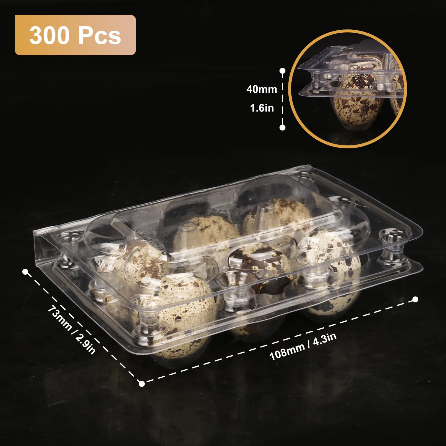 KUKLIPJIM 300 Pack Quail Egg Cartons, Clear Plastic Quail Egg Trays, Holds up to 6 Quail Eggs Securely - Your Ultimate Small Eggs Carton Holders for Bulk Storage and Display