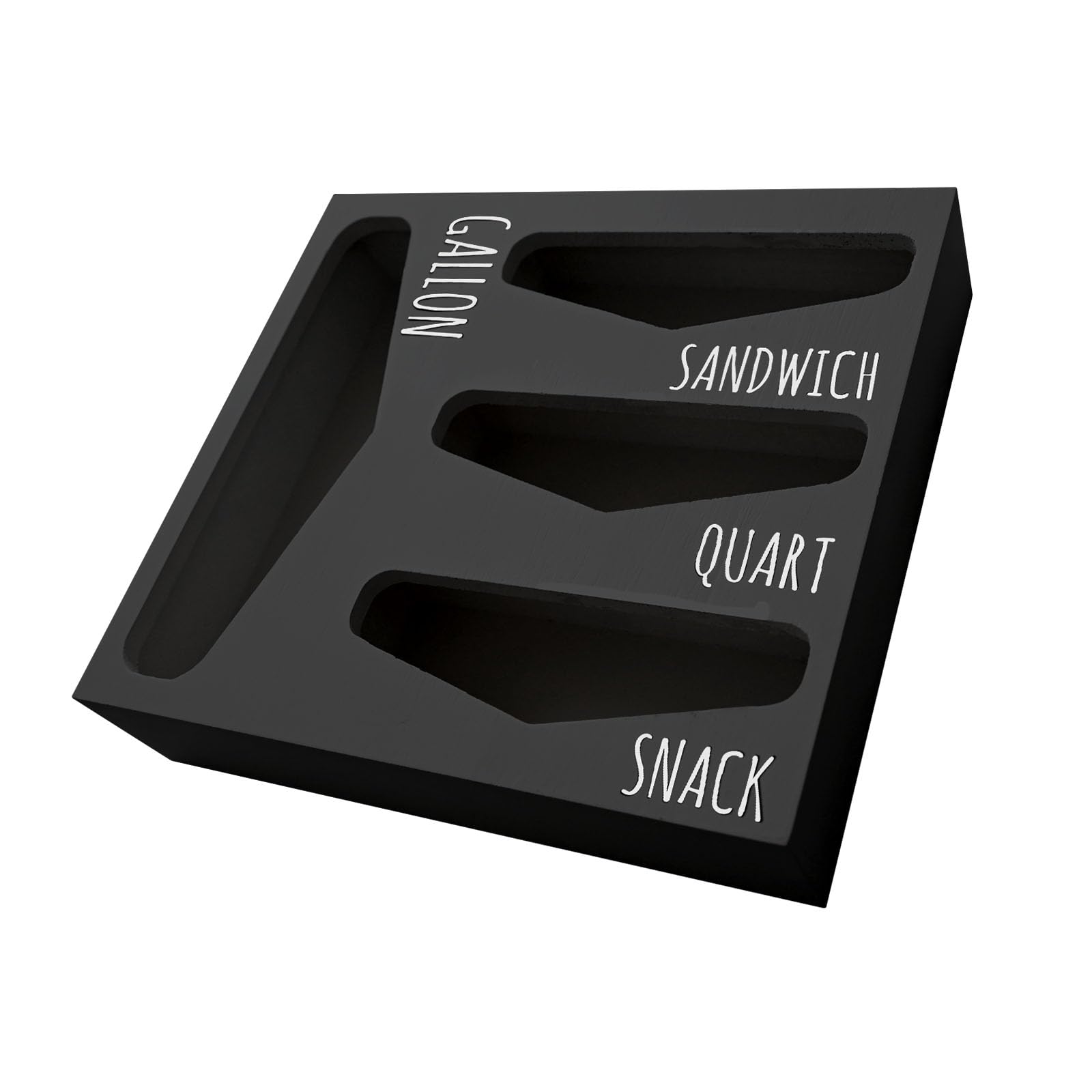 Losvio Bag Storage Organizer for Kitchen Drawer, Farmhouse Style Bags Organizer, Compatible with Gallon, Quart, Sandwich and Snack Variety Size Bag (Dark Black)