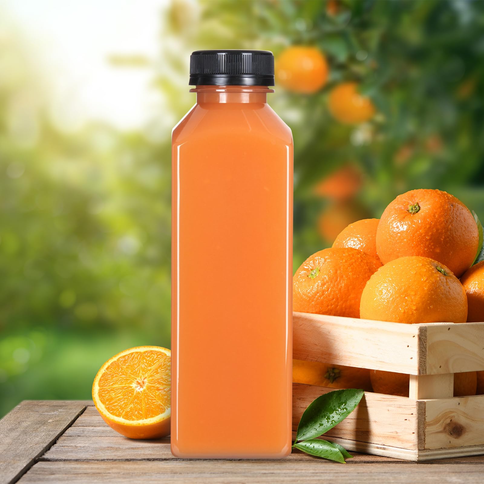 The Buyer Choice 144pcs 16oz Plastic juice containers with lids Bulk Reusable juice Bottles for juicing with Black Tamper Evident Lids, Disposable Empty Clear Bulk Beverage Containers for smoothies