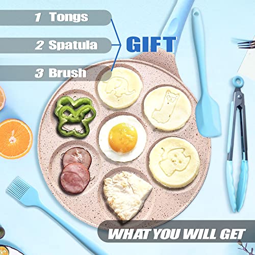 DAYOOH Pancake Pan Nonstick, Egg Waffle Maker Breakfast Silver Dollar Pancake Waffle Pan for Pancakes Nonstick Pancake Maker Griddle, Crepe Maker 7 Animal Pancakes Molds for Kids Omelette Skillet Pan