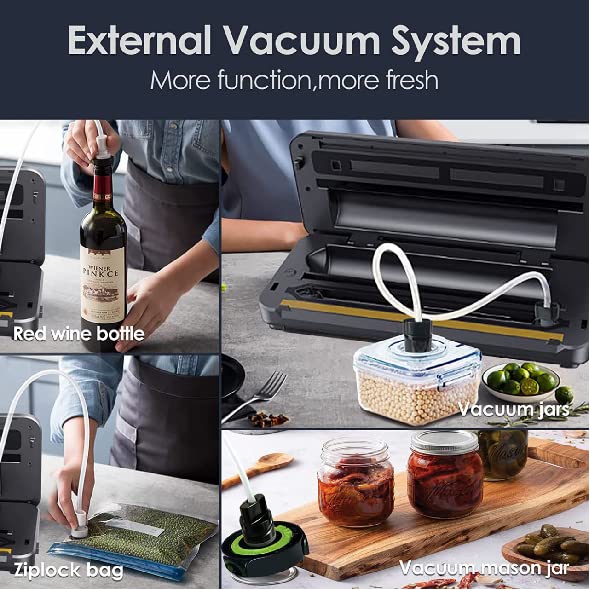 DUXANO Vacuum Sealer Machine, 85kPa Pro Vacuum Food Sealer with Built-in Cutter and Bag Storage (2 bag rolls)