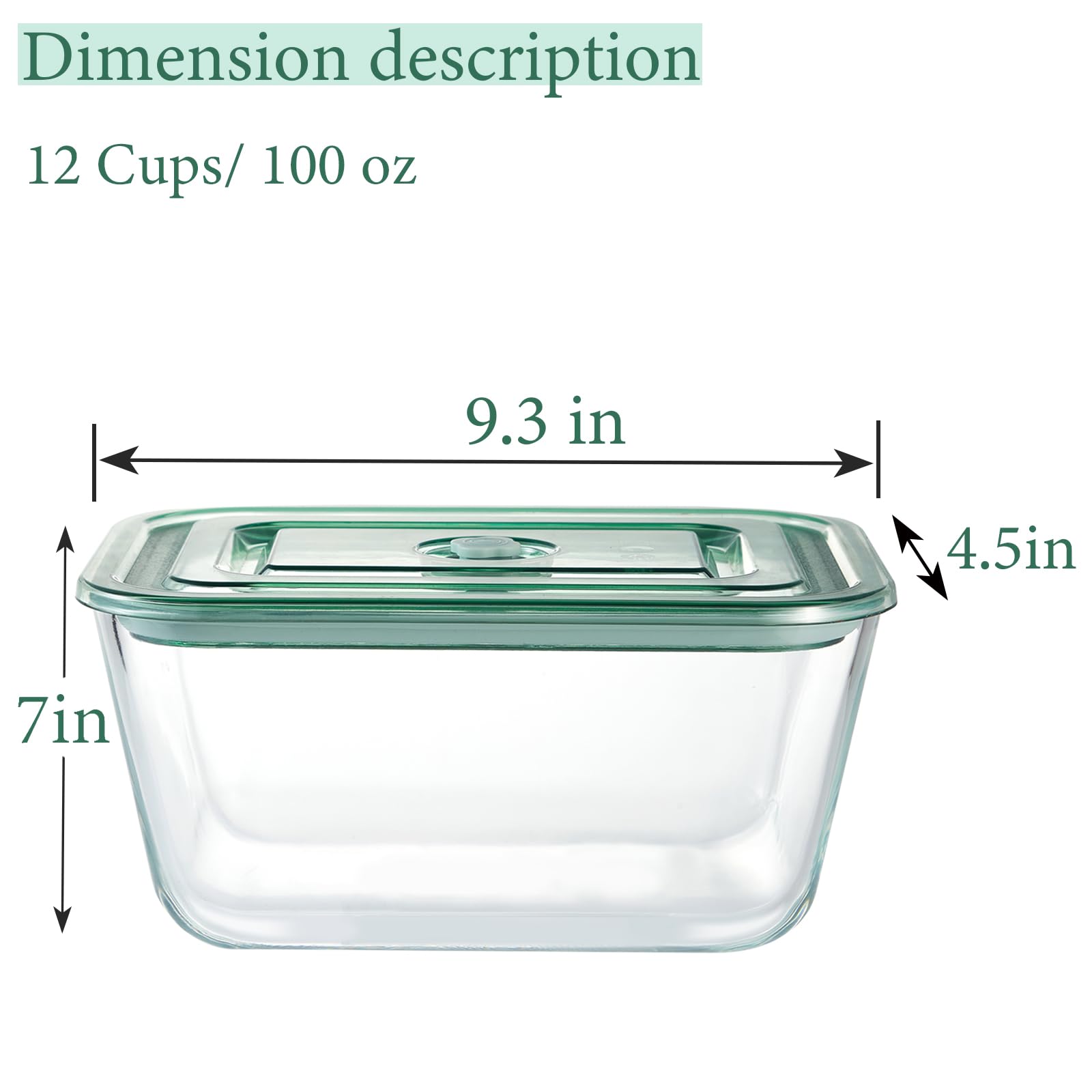 Opexscal 12 Cups/ 100 oz Large Glass Food Storage Baking Container with Lid - For Baking, Roasting, Storing Food, Vegetables, Fruits