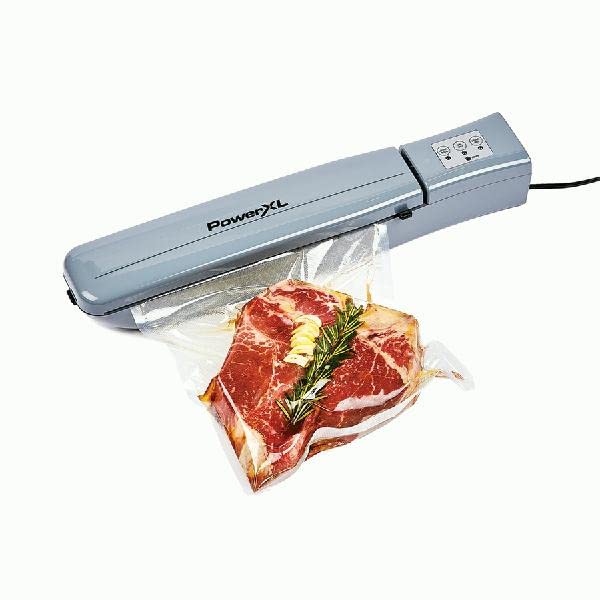 PowerXL Duo NutriSealer Food Vacuum Sealer Machine with Vacuum Seal Bags & Rolls, Double Airtight Sealing with Built-in Cutter, Small Snack Bag Capability, LED Indicator Lights (Slate Deluxe)