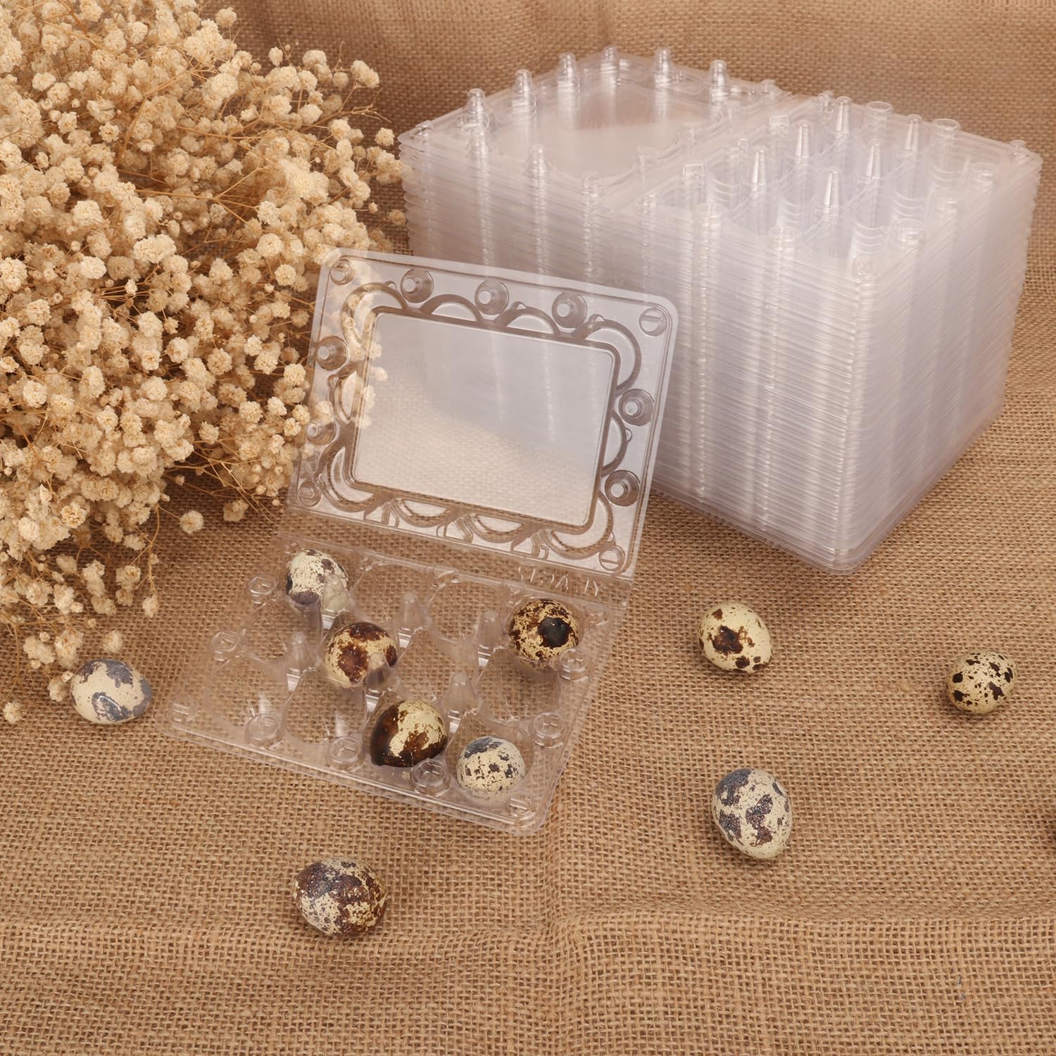 KUKLIPJIM 200 Pack Quail Egg Cartons, Clear Plastic Quail Egg Trays, Holds up to 12 Quail Eggs Securely - Your Ultimate Small Eggs Carton Holders for Bulk Storage and Display