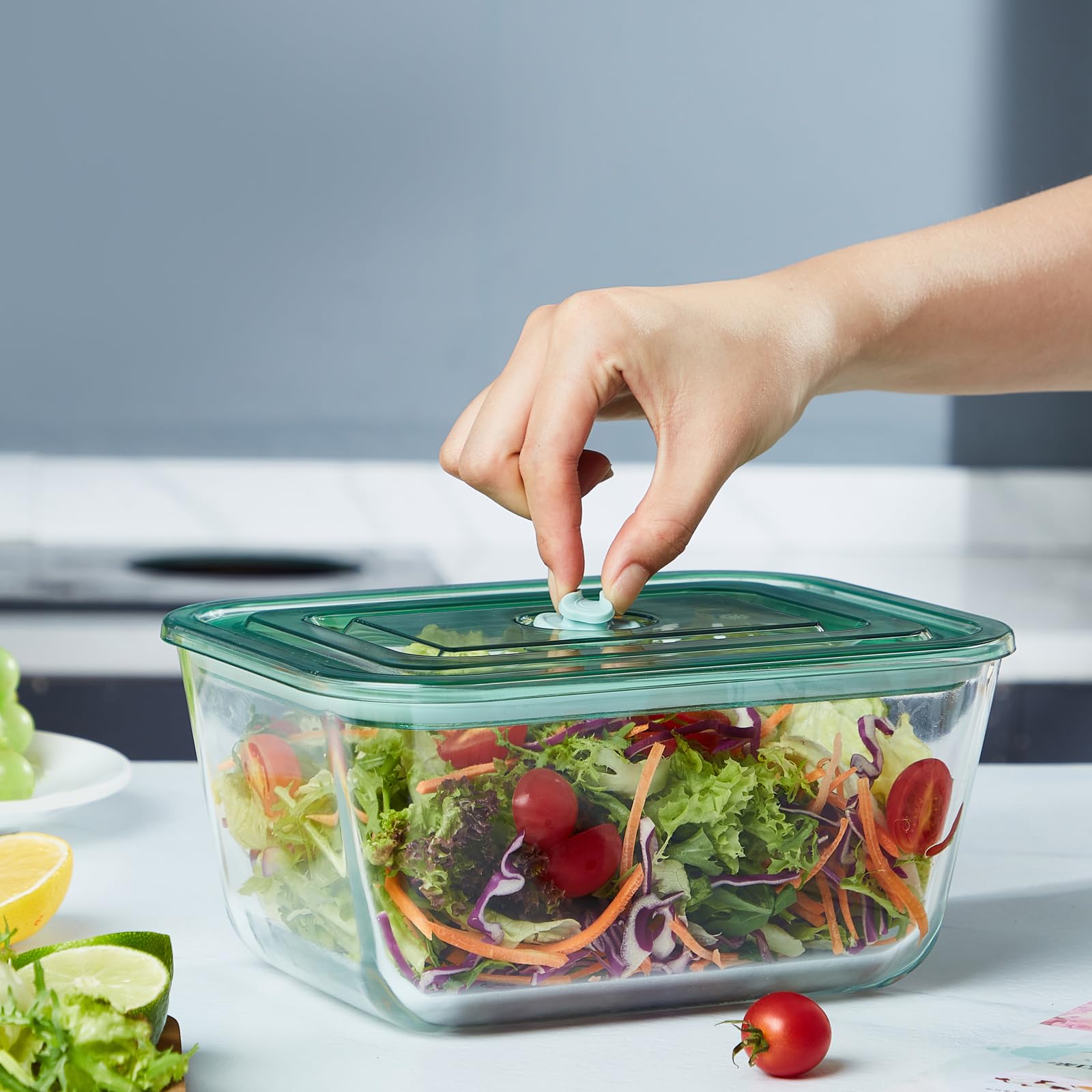 Opexscal 12 Cups/ 100 oz Large Glass Food Storage Baking Container with Lid - For Baking, Roasting, Storing Food, Vegetables, Fruits