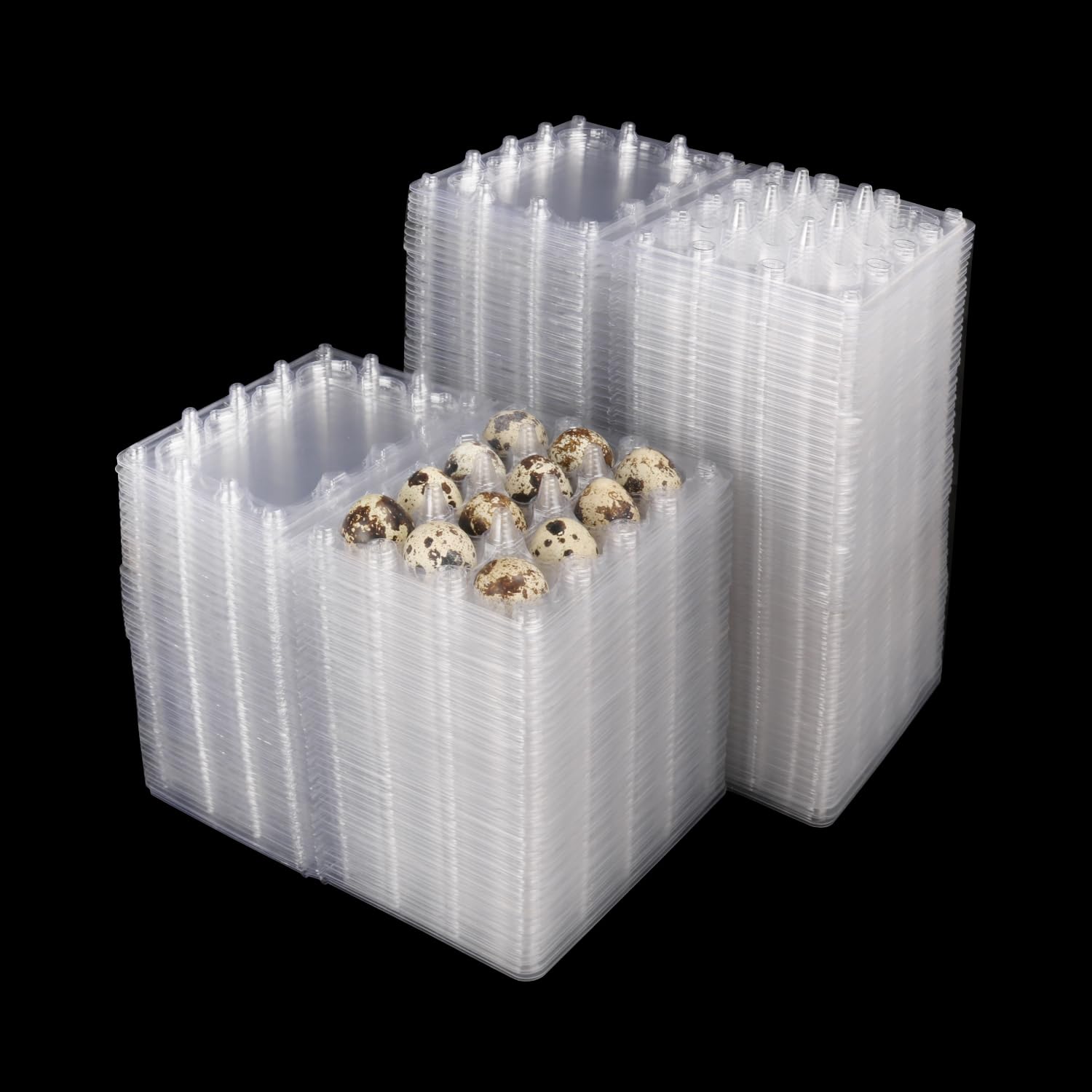 KUKLIPJIM 200 Pack Quail Egg Cartons, Clear Plastic Quail Egg Trays, Holds up to 12 Quail Eggs Securely - Your Ultimate Small Eggs Carton Holders for Bulk Storage and Display