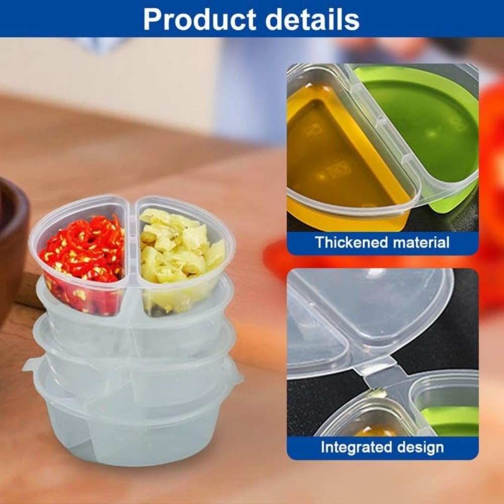 Gowfew 10 Pcs Double Condiment Containers Container With Lids, Double Compartment Snack Containers, 2 Compartment Snack Containers, Reusable Chutney Chili Sauce Dips Snack Boxes, AMY-HK0247