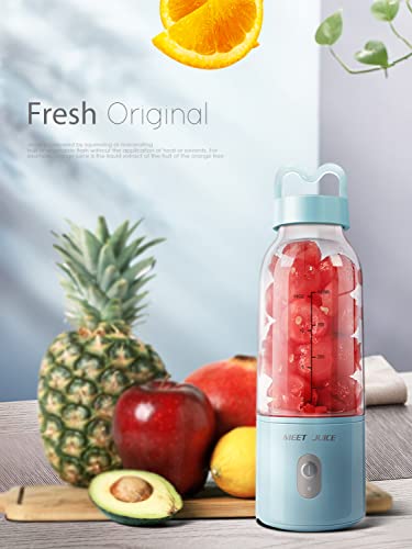 MEET JUICE Portable Personal Size Blender Mini Blender Large Capacity with 6 Blade Wireless Blender Making Shakes and Smoothies