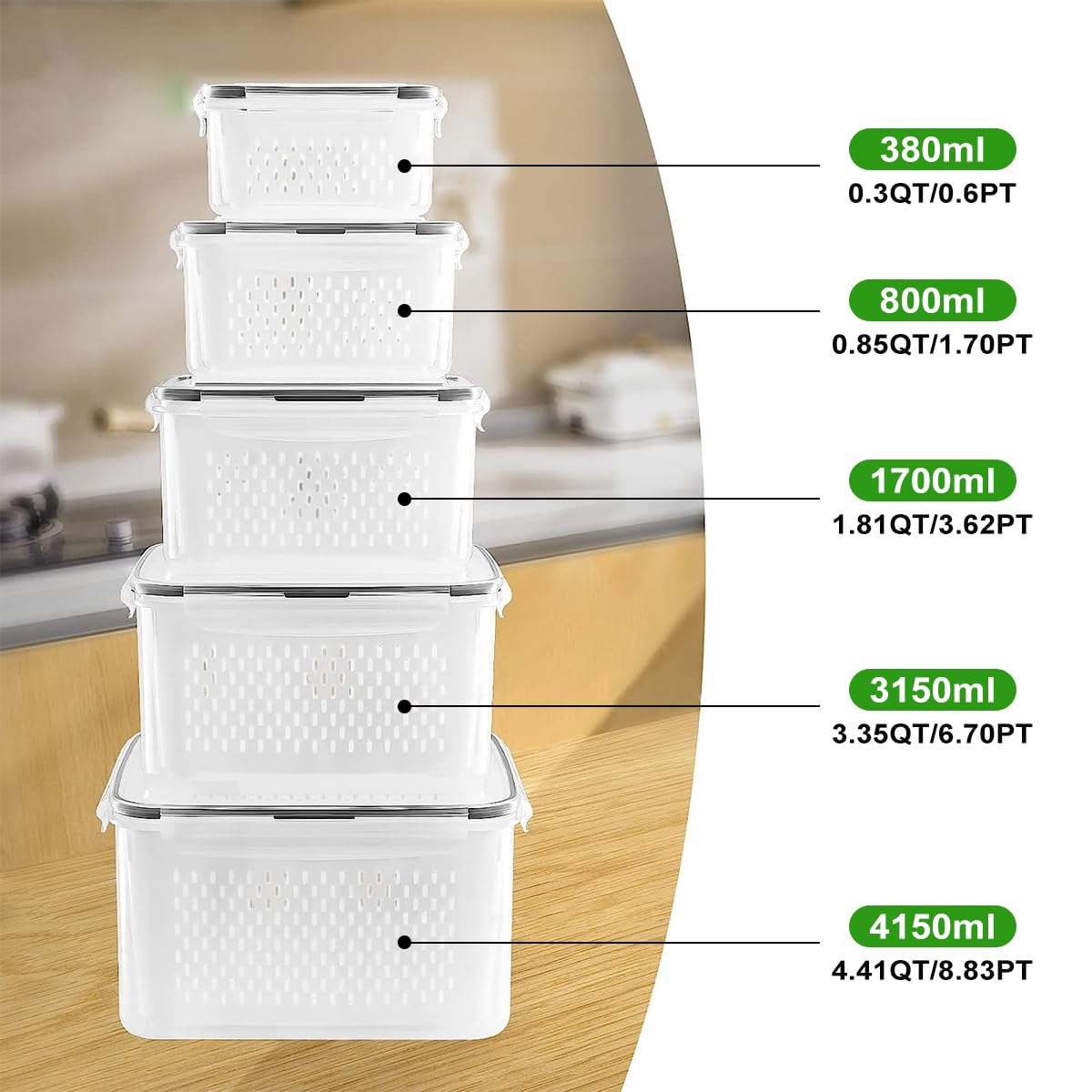 5 Pcs Fruit Storage Containers for Fridge, Berry Containers for Fridge with Lids, Airtight Fridge Organizer Bins with Vent Handle Lids, Keep Fruit, Vegetable, Meat Fresh Longer, Dishwasher Safe (5)