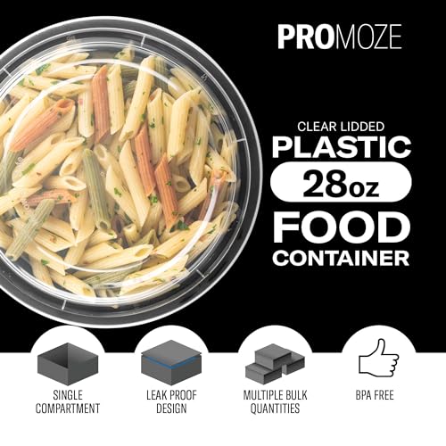 50-Pack Reusable Meal Prep Containers Microwave Safe Food Storage Containers with Lids, 28 oz Round Take Out Disposable Plastic Bento Lunch Box To Go Meal Prep Bowls, BPA-Free, Freezer Dishwasher Safe