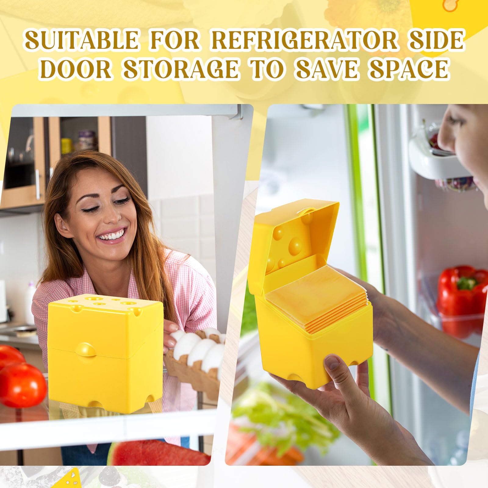 Uiifan 2 Pcs Sliced Cheese Storage Container with Flip Lid Cow Cheese Slice Crisper Butter Storage for Refrigerator Cheese Slice Holder with Lids Plastic Cheese Box for Fridge Airtight Food