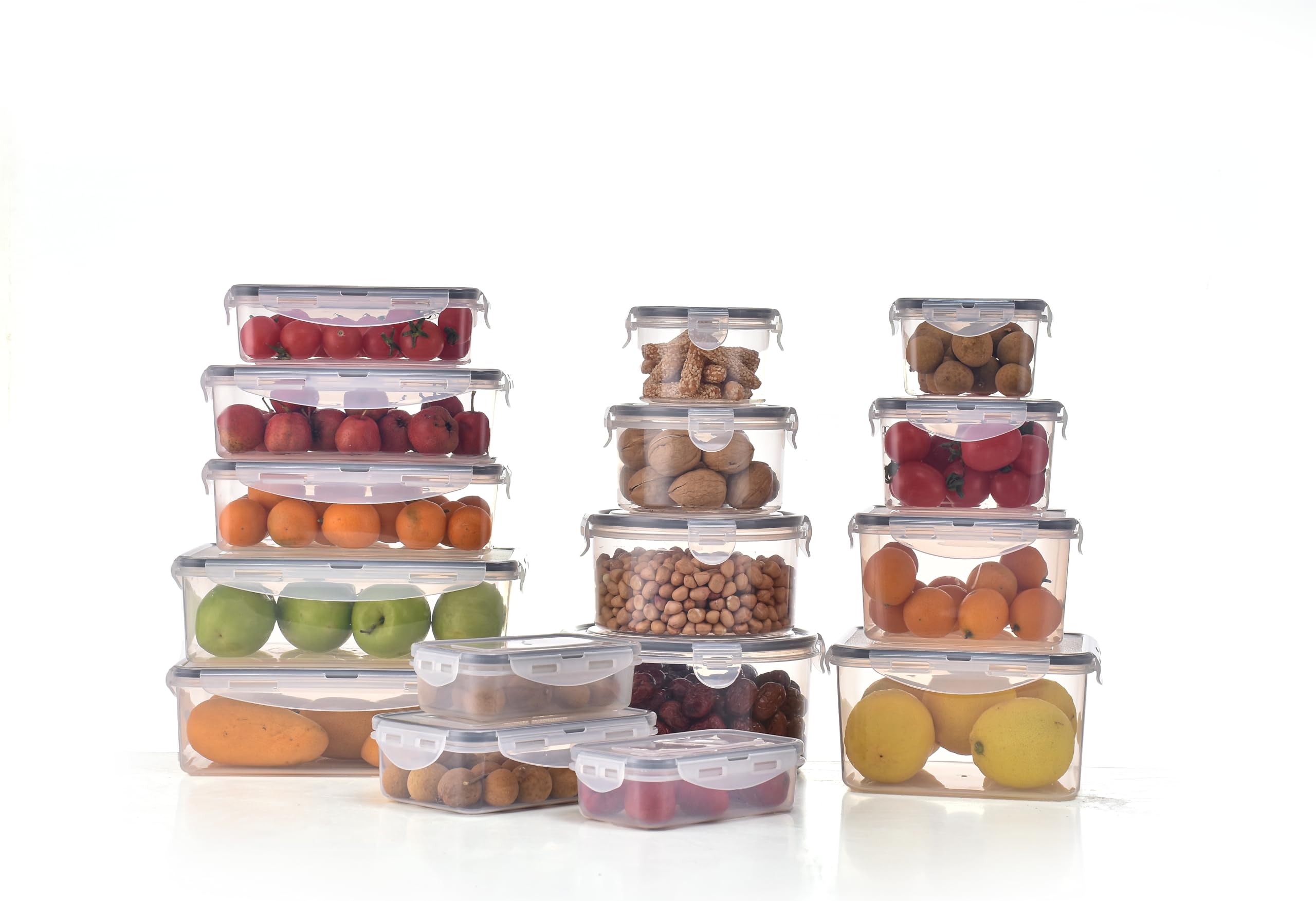 Class Frogs 32 high-capacity food storage containers (16 containers+16 lids), lunch box, bread storage box, pantry and kitchen container, leak proof, BPA free, Transparent, CNTZ-A111