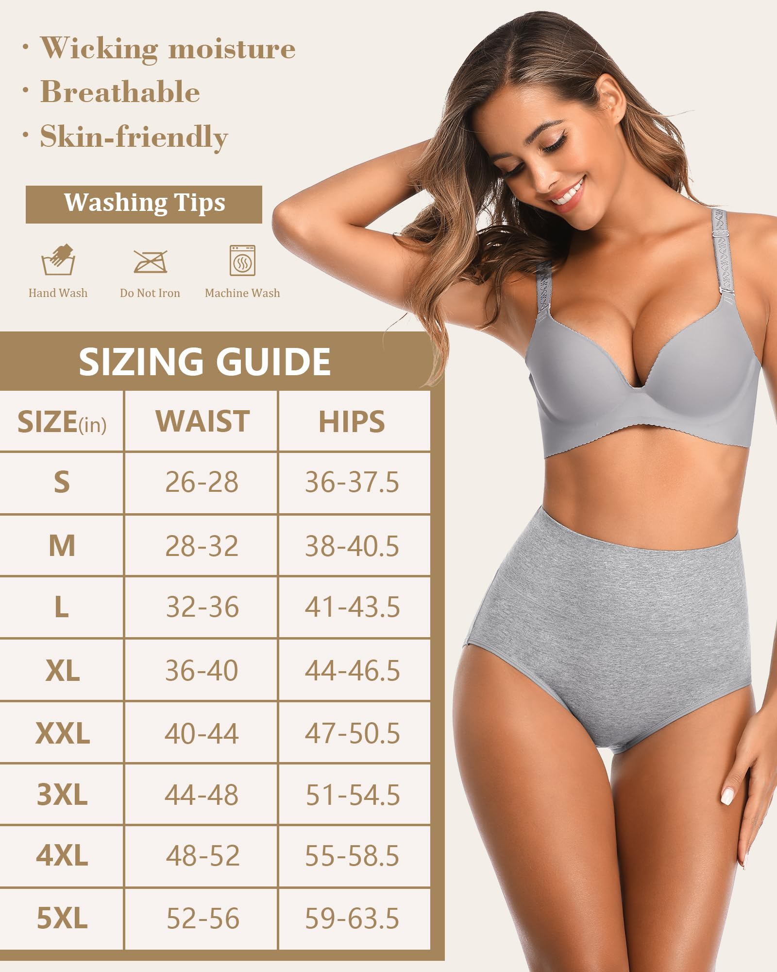 CULAYII Tummy Control Underwear for Women High Waisted Full Coverage Ladies Underwear Soft Stretch Cotton Postpartum Briefs Underwear Panties Pack(M)
