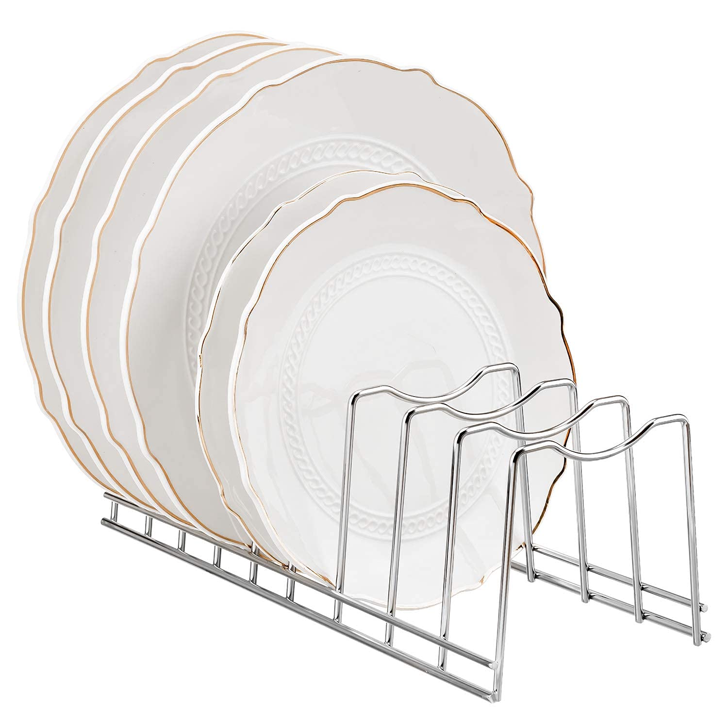 GERUSEA Pot Lid Holder, Stainless Steel Kitchen Organizer Rack Rest, Storage Cutting Boards, Bakeware, Pots & Pans, Serving Trays, Reusable Containers in Cabinet Pantry on Countertop