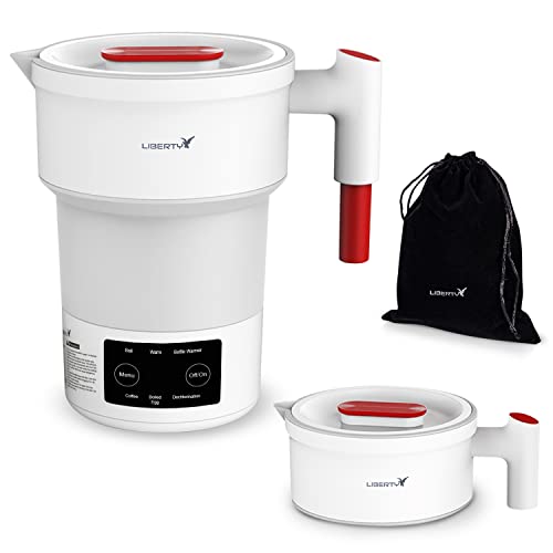 Liberty Premium Foldable Portable Travel Electric Kettle Premium BPA-Free Silicone Collapsible , Temperature Display 6 Preset Functions, Auto Shut-Off, Bottle Warmer, Hot Water Boiler