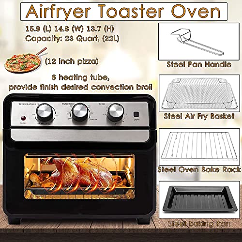 Toaster Oven 6-in-1 Convection - Air Fryer for Roast Bake Broil, 23 Quart Stainless Steel