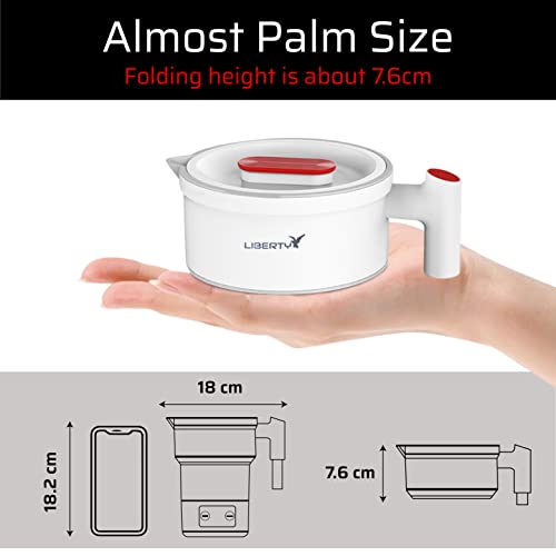 Liberty Premium Foldable Portable Travel Electric Kettle Premium BPA-Free Silicone Collapsible , Temperature Display 6 Preset Functions, Auto Shut-Off, Bottle Warmer, Hot Water Boiler