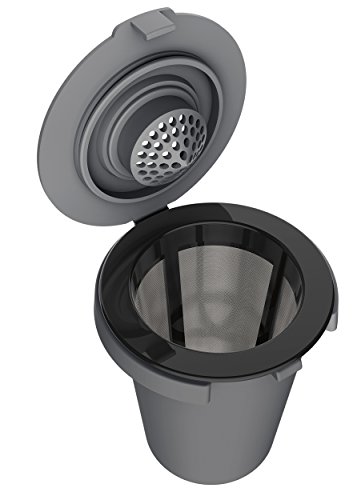 Cuisinart SS-5P1 Single Serve Brewer Coffemaker, 40 oz, Silver & HomeBarista Reusable Filter Cup, Gray
