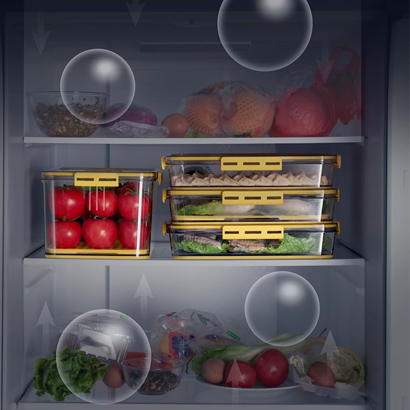 GHAZAL 8 Piece Fridge Organizer Set - Stackable Bins (Large & Small) with Egg Tray, Ghazal_fridge_containers2004-00