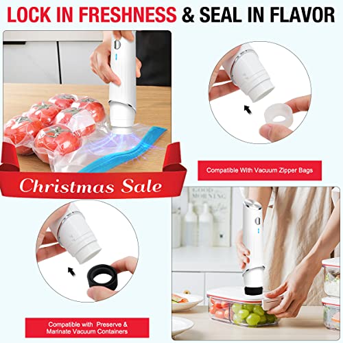 Sous Vide Bags|13PCS Electric Vacuum Sealer Kit for Anova,Joule Cookers|Handheld Vacuum Sealer with Auto Pause Function,7Pcs Reusable Vacuum Seal Food Sealer Bags,2 Sealing Clips,1 Vacuum Wine Stoppers|Fast and Powerful Vacuum